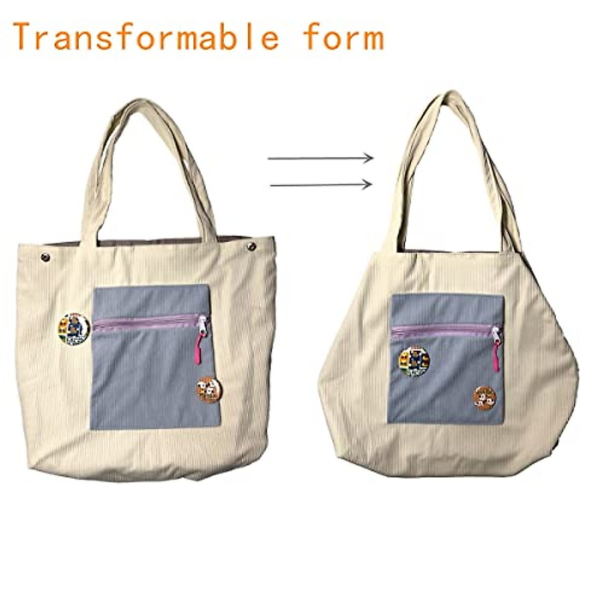 TrueLux Large Corduroy Tote Bag for Women Girls,Cute aesthetic Shoulder Crossbody Handbags Purse for Office Travel School