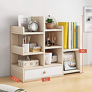 Stratification Bookshelf Magazine Rack Drawer Partition Shelf Storage Rack Freestanding Desktop Office Desk Home 62X17X56CM MUMUJIN (Color : A)