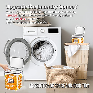 LivLab Laundry Pod Container with Lid, 200 Capacity for Laundry Room Organization, Laundry Detergent Dispenser, Translucent White (200 Pods)