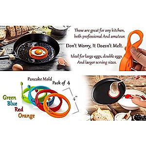 Silicone Egg Rings Non Stick egg frying rings, Fried and Poached Egg and Pancake Cooking Rings (Multicolor)