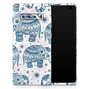 DesignSkinz Ethnic Navy Seamless Aztec Elephant Protective Vinyl Decal Wrap Skin Cover Compatible with The Samsung Galaxy S20 (Screen Trim & Back Glass Skin)