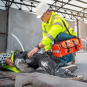 MFASCO First Aid Kit - Fully Stocked Portable Reflective Bag - First Responder Emergency Response Kit - for Natural Disaster Preparedness - Customizable Storage - Includes 415 Pcs First Aid Supplies