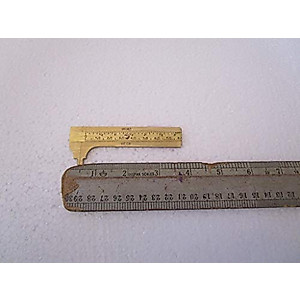 Mini Brass Pocket Ruler Handy Sliding Gauge Brass Vernier Caliper Ruler Measuring Tool Double Scales mm/inch : (80mm)