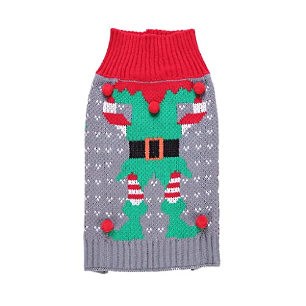 Ornaous Cute Dog Cat Ugly Christmas Sweater, Pet Xmas Elf Knitted Sweater Warm Clothes for Holiday （XXL Size）