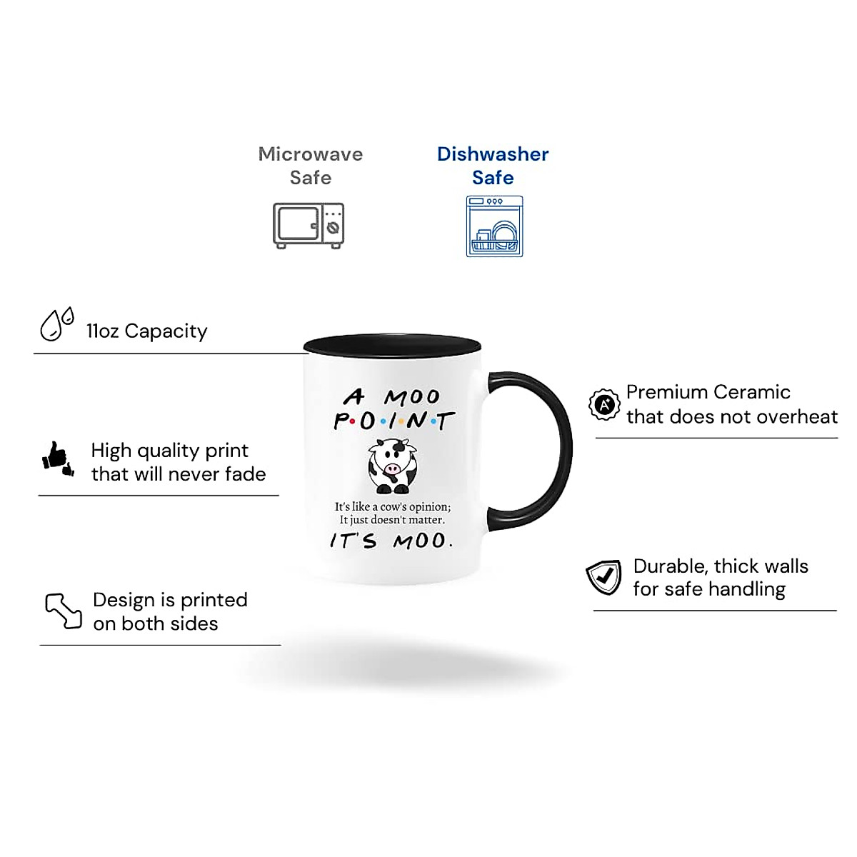 Friends TV Show Gifts, Moo Point It's Like A Cow's Opinion, It Doesn't Matter, It's Moo, F R I E N Black