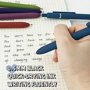 UIXJODO Gel Pens, 5 Pcs 0.5mm Black Ink Pens Fine Point Smooth Writing Pens with Silicone Grip, High-End Series Metal Clip Retractable Pens for Journaling Note Taking (Vintage)