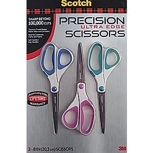 Scotch 8-Inch Precision Ultra Edge Scissors, 3-Pack (1458-3)