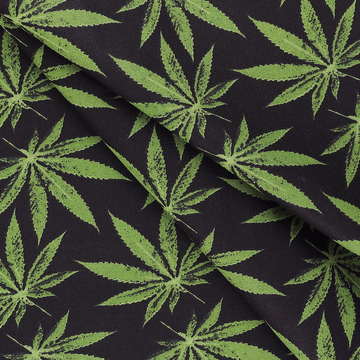 Mook Fabrics Cotton Home Grown, Black/Green Cut by The yard