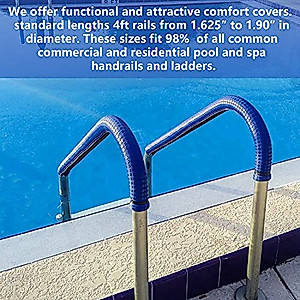 Pool Railing Handrail Comfort Covers 4-Feet Zippered Designed Neoprene Hand Grip Rail Nonslip Cover for Above Ground & Inground Pool Ladder Hand Rail (Royal Blue (2)