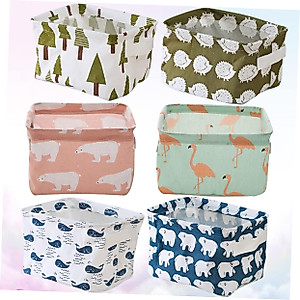 MAGICLULU 6pcs Cartoon Storage Basket Cotton Linen Basket Storage Holder Storage Container