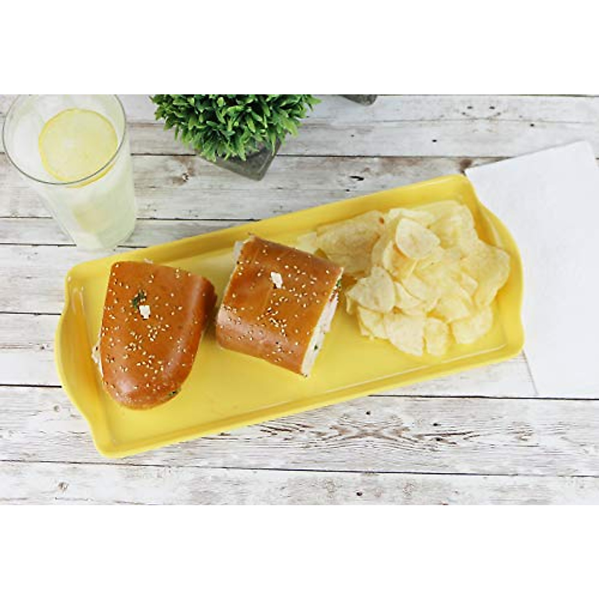 Calypso Basics, Sandwich Melamine Tidbit Tray, Lemon