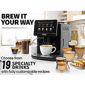 Zulay Magia Super Automatic Coffee Espresso Machine - Durable With Grinder Maker Easy To Use 7” Touch Screen, 19 Recipes, 10 User Profiles