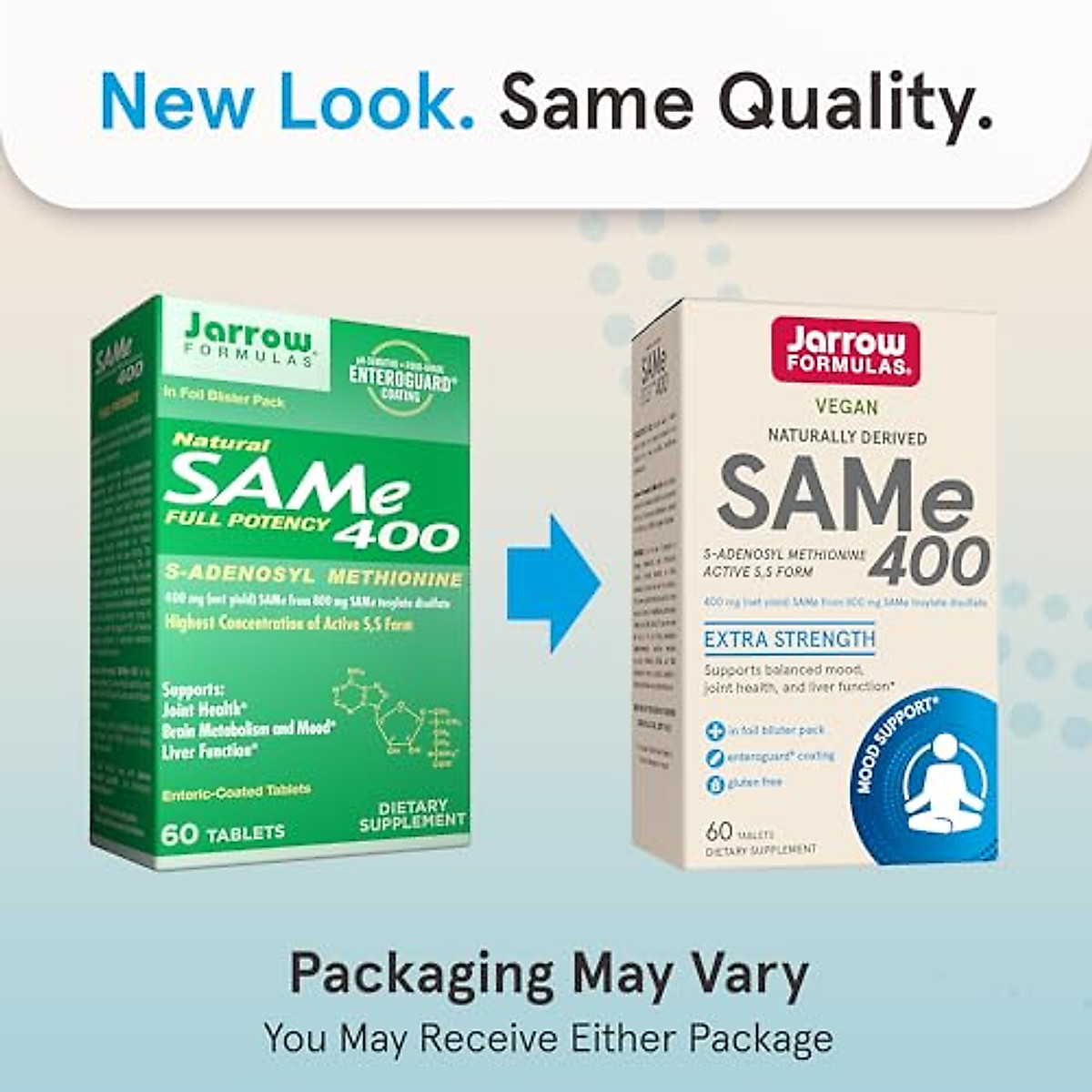Jarrow Formulas SAMe 400 mg, Supports Joint Health, Liver Function, Brain Metabolism, 60 Tablets, Up To a 60 Day Supply