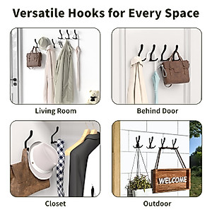 GWAAZXGZ Heavy Duty Wall Mount Hooks - Black Wall Hooks for Hanging Coats, Hold Up to 50 LBS, Coat Hooks for Bathroom, Bedroom, and Entryway, 5 Pack