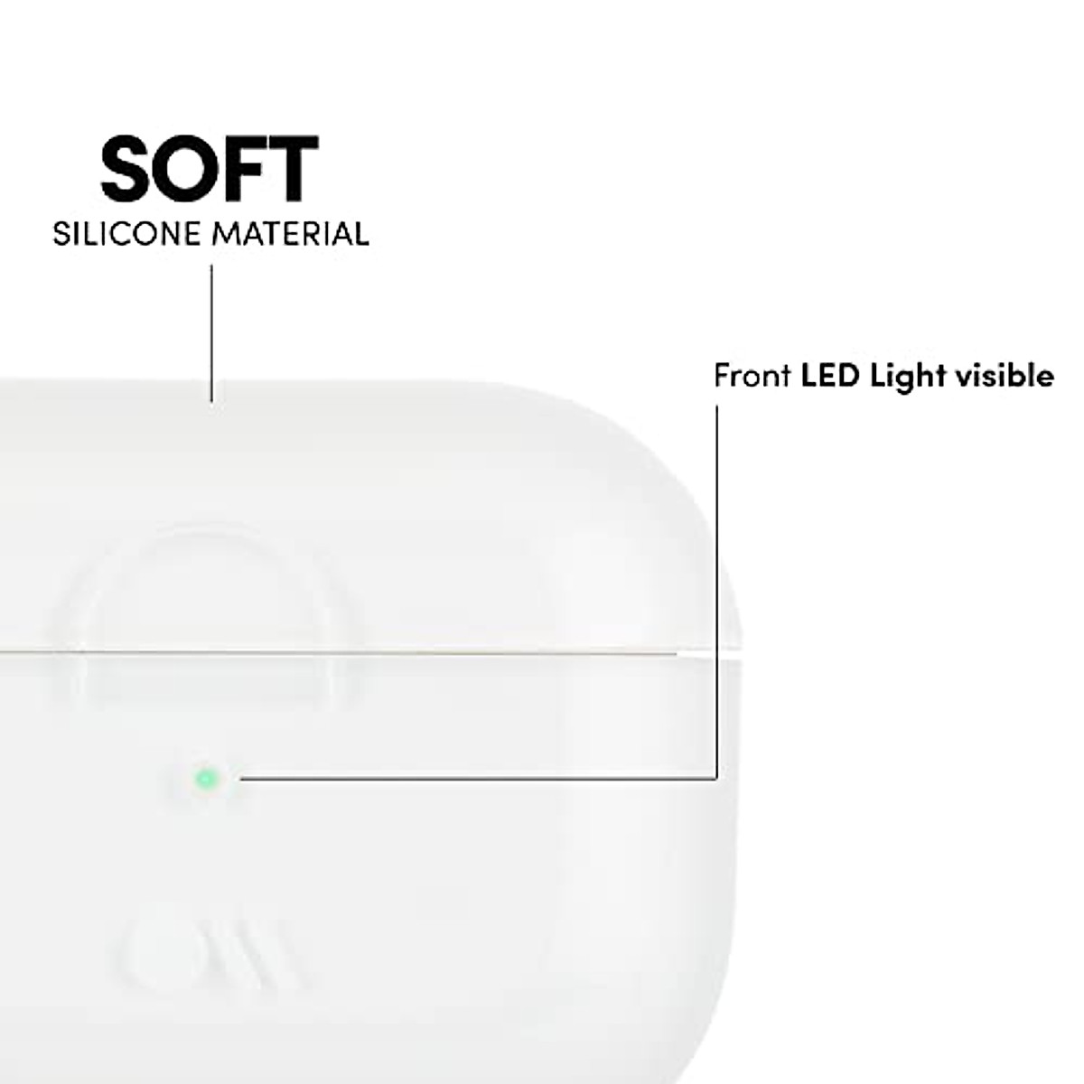 Case-Mate Protective AirPod Pro Case Cover, Soft Silicone Cover with Keychain Ring for Men and Women, Compatible with Apple AirPods Pro, Front LED Visible - Clear