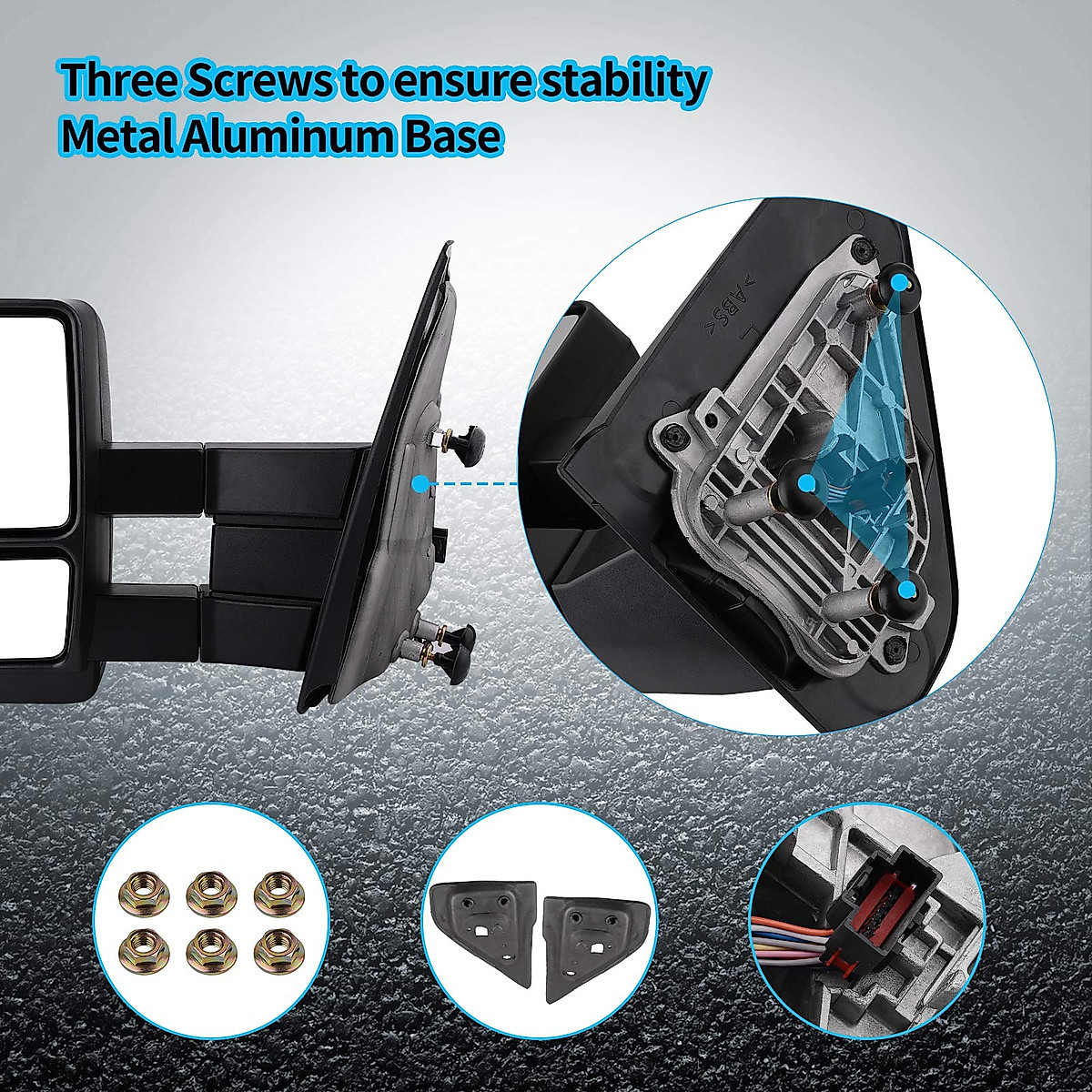 AUTOSAVER88 Towing Mirrors Compatible with 2004 2005 2006 Ford F150 Truck, Trailer Tow Mirrors w/Power Heated Glass Turn Signal Puddle Lamp, Manual Telescoping and Folding Side Mirror