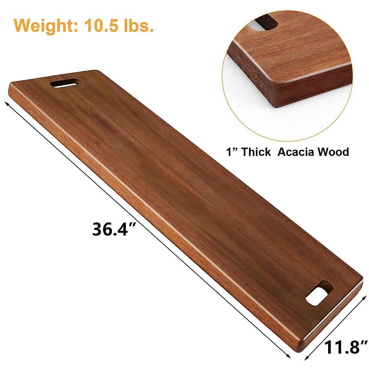 36" Acacia Wooden Charcuterie Boards with Handles, Extra Long Cheese Serving Board for Appetizers Food, Cutting Board Bread Meat Display Kitchen Decor