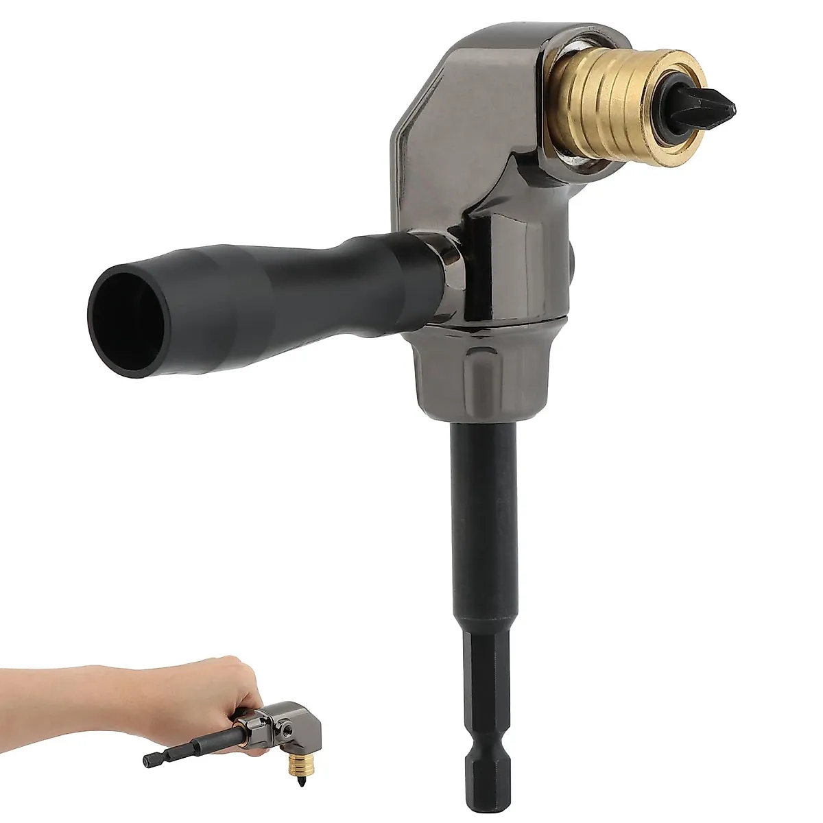 Durable Right Angle Drill Attachment, Detachable 90 Degree Screwdriver Right Angle Drill Attachment DIY Socket Adapter For Use with Cordless Drill and Impact Driver