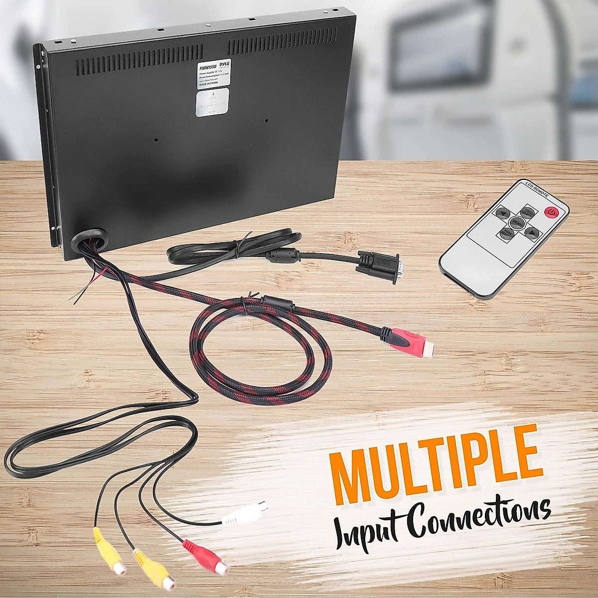 Pyle Inwall Video Monitor Display Screen - 15.4 Inch Full HD 1080p Universal Widescreen LCD Flush Wall Mount HDMI RCA Monitor w/VGA, RCA Audio, Wireless Remote, Frame Cover, Home/Car Use PLVW155U