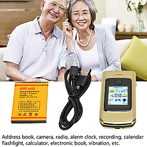 Yunseity Unlocked Senior Flip Cell Phone, Loud Volume Large Buttons Mobile Phone with 2.4 Inch Touch Screen, Easy to Use Kids Seniors Flip Phone with Flashlight Radio Ebook (Gold)