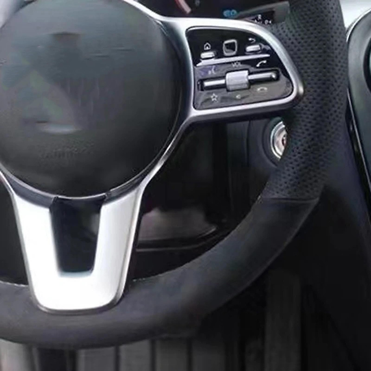 CarXs Black Suede Leather Car Steering Wheel Cover,Fit for Mercedes Benz A-Class W177 B-Class W247 C-Class W205 CLS-Class