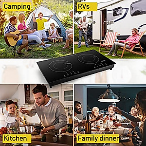 Duxtop Built in Induction Cooktop 2 Burner, 1800W Double Induction Burner with Temperature Control, Sensor Touch Electric Countertop Burner with Timer and Safety Lock, Easy to Clean, BT-K35