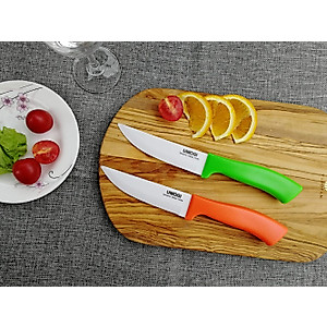 UMOGI Ceramic Steak Knives Set of 4 with Covers in Gift Box - Utility Knife Large Size - Healthy Stain Resistant & Rust Proof - Dishwasher Safe - Best for Meat Tomatoes Vegetables Fruits BBQ