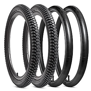 2 Pack 20" Bike Tires 20 x 2.125(57-406) and 20" Bike Tubes Compatible with 20x2.125 Bike Tires and Tubes (Y705)
