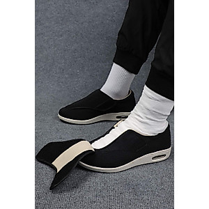 ZUMEIJIA Women's Diabetic Shoes for Women Casual Adjustable Walking Shoes Wide Shoes for Elderly Swollen Feet Non-Slip Air Cushion Bottom Fattening and Widening Black 8