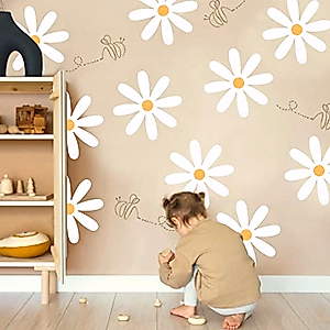 Daisy Wall Decal Flower Vinyl Wall Decals - Big Daisy Stickers for Kids Nursery Wall Art Bedroom Living Room Classroom Decor - Set of 10 Wall Art kit