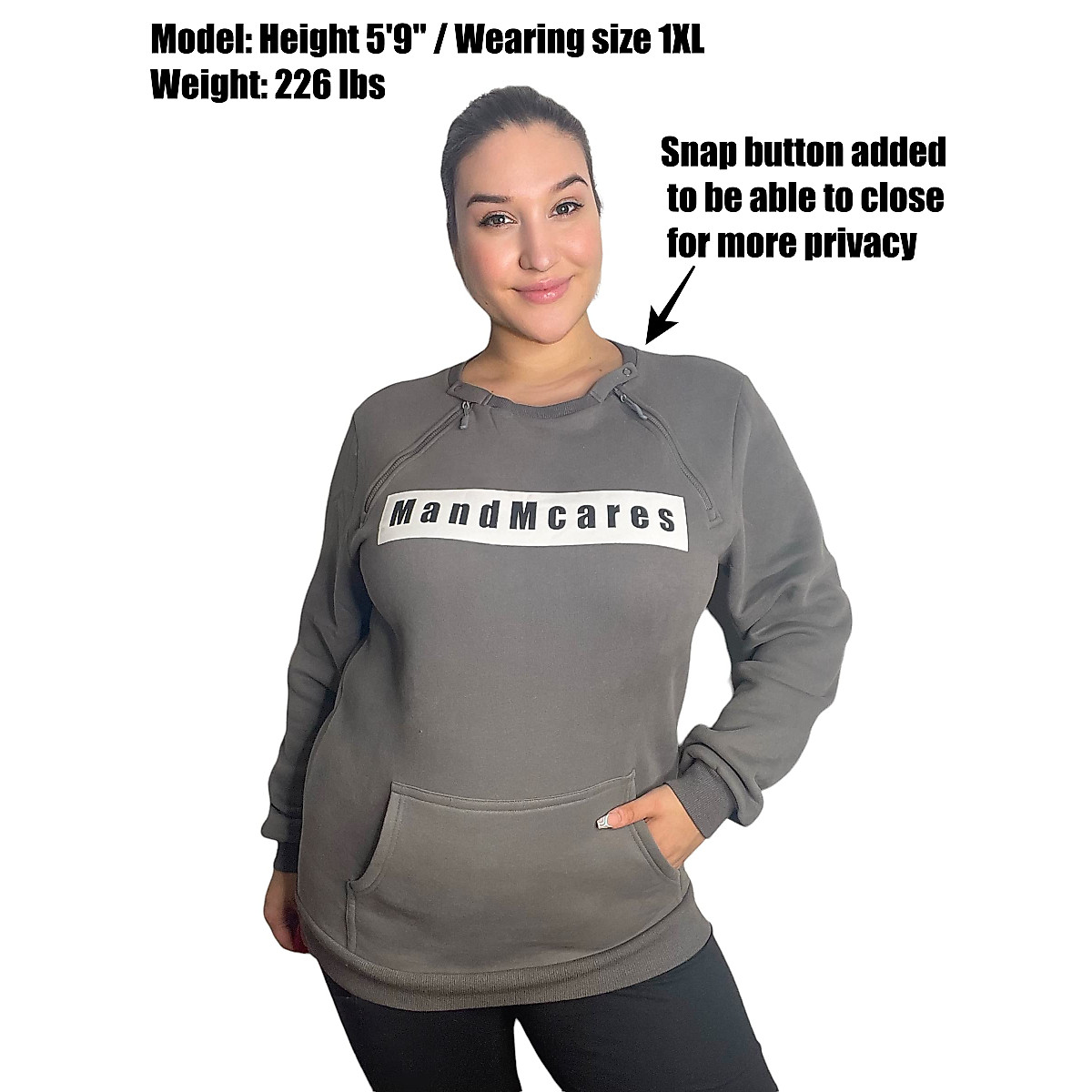 MandMcares Plus Size Sweater| Dialysis Shirts with Zipper| Hemodialysis Clothing | Chemowear Chest Port Access Shirt for Men and Women 4XL