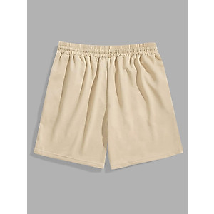 GORGLITTER Men's Designer Graphic Shorts Drawstring Waist Cool Track Gym Workout Shorts Khaki Large