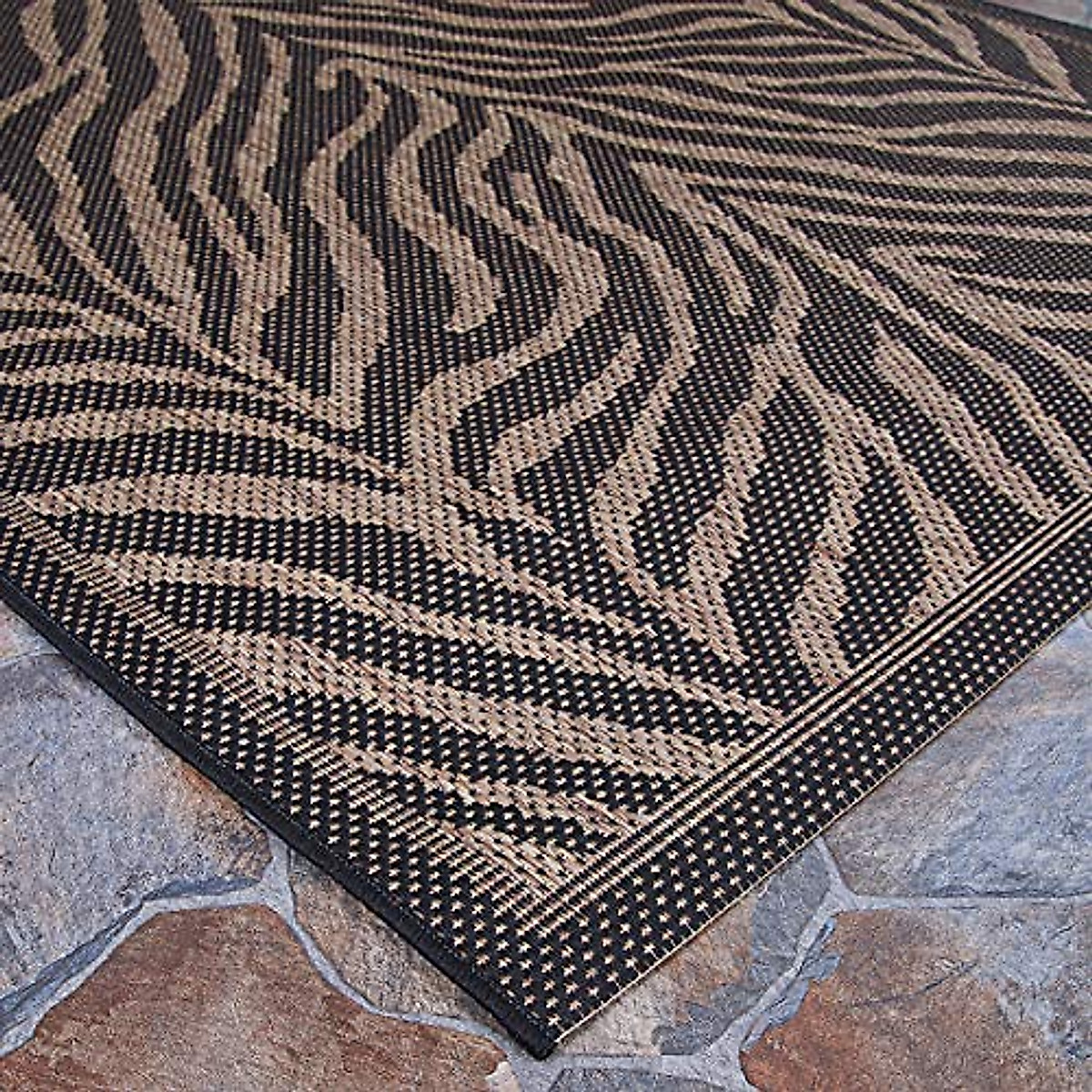 Couristan 1514/0121 Recife Zebra Black/Cocoa Rug, 5-Feet 3-Inch by 7-Feet 6-Inch