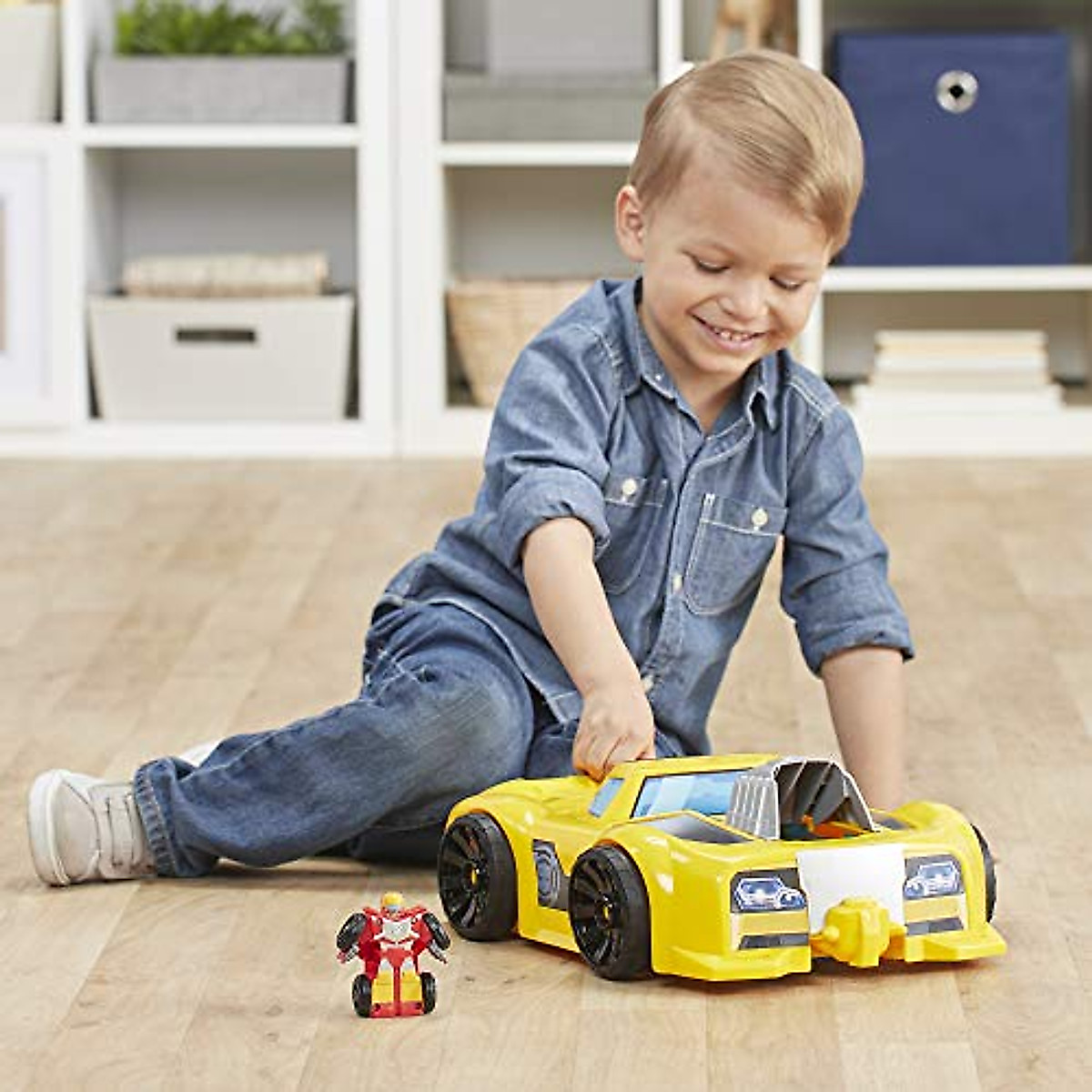 Playskool Heroes Transformers Rescue Bots Academy Bumblebee Track Tower 14" Playset, 2-in-1 Converting Robot, Collectible Toys for Kids Ages 3 & Up