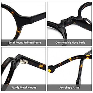 Zeelool Vintage Small Round Glasses Frame for Men Women, Wood Grain Acetate Eyewear Frame with Clear Lens Arale FA0176-02 Tortoise