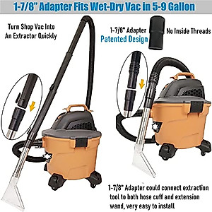 Happy Tree Shop Vac Extractor Attachment with 1-1/4" and 1-7/8" Adapters for Upholstery & Carpet Cleaning and Auto Detailing, Large 7-1/2" Clear Accessory for 1-9 Gallon Wet-Dry Vacuum Cleaners