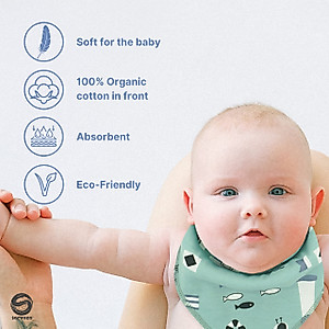 Sarvoza Baby Bandana Drool Bibs 10pcs - Absorbent Organic Cotton Baby Bandana Bibs with Safe Nickel Free Snaps - Drooling Baby Bibs for Boy and Girl