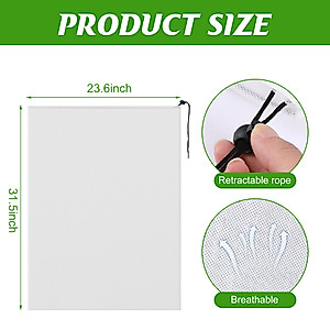 Alpurple 4 Packs Winter Drawstring Plant Covers-23.6 x 31.5 Inch Warm Plant Protection Cover Bags, Frost Cloth Blanket Protecting Fruit Tree Potted Plants from Freezing Animals Eating