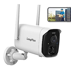 LongPlus Security Cameras Wireless Outdoor, 2K Battery Powered AI Motion Detection Outdoor Camera for Home, WiFi Surveillance Camera with Color Night Vision, 2-Way Talk, Waterproof, Cloud/SD Storage