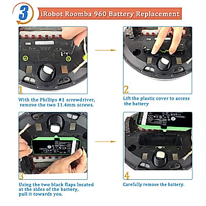 ASODI 1800LI Lithium Ion Battery for iRobot Replacement Parts Roomba Compatible with Roomba 960 895 890 860 695 680 690 675 640 614 Series 4376392 14.4V 26Wh 1800mAh