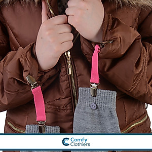 Comfy Clothiers Elastic Mitten Clips for Kids Gloves and Adults - Glove Clips for Kids, Mitten Clips for Adults and Kids - Kids Glove Clips - Mitten Clip - Clip for Gloves (Multi-Color 3-pack)