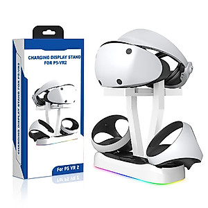 for PS5 VR2 Dual Sense Controller Charging Dock, for PSVR2 Magnetic Charging Station with RGB Lighting, VR2 Headset Display Stander VR Accessories