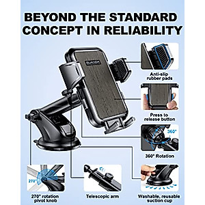 GUANDA TECHNOLOGIES CO., LTD. Cell Phone Stand, Desk Phone Holder, Upgraded Car Mount Phone Holder Dashboard Windshield
