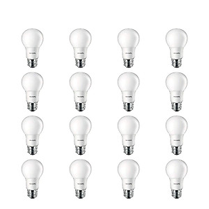 PHILIPS LED Frosted Flicker-Free A19, Non-Dimmable, EyeComfort Technology, 450 Lumen, Soft White Light (2700K), 6.5W=40W, E26 Base, Pack of 16