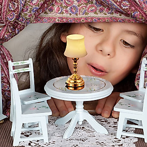 2 Pieces Dollhouse Miniature Lamp LED Desk Lamp Mini Light Dollhouse Decoration Accessories Battery Operated with ON/Off Switch and Lamp Shade (Table Lamp)