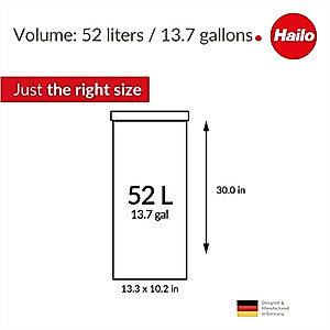 Hailo 0860-211 Big-Box XL 1 x 52 liters / 13.7 gallons | Self-Closing Swing lid | Stainless Steel Liner Clamping Frame | Waste bin Kitchen Rectangular | Made in Germany, Edelstahl