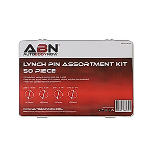 ABN Spring-Loaded Lynch Pin 50-Piece Assortment Kit – L Pin Fastener Set – Boat, Bike, Tractor L-Pins Trailer Hitch Lock