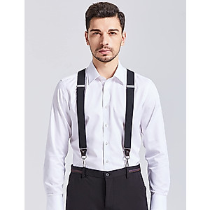 Suspenders for Men with Swivel Hooks and Adjustable Braces, Suitable for Heavy Duty, Big and Tall, Black (Black)