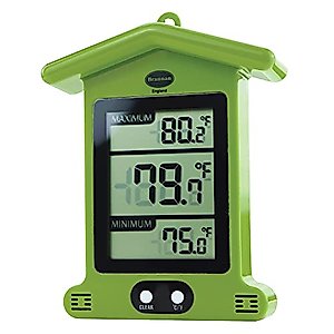 Brannan Digital Green Greenhouse Thermometer – Stylish Weatherproof Max Min Thermometer to Monitor Maximum and Minimum Temperatures In a Garden Greenhouse Indoor Room Home Growroom Easily Wall Mounted