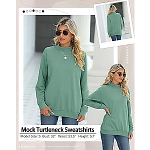 TICTICMIMI Women's Casual Long Sleeve Sweatshirt Tops Mock Turtleneck Lightweight Tunic Fall Pullover with Pocket